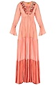 Peach ruffle embroidered tiered tunic available only at Pernia's Pop Up ...