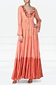Peach ruffle embroidered tiered tunic available only at Pernia's Pop Up ...