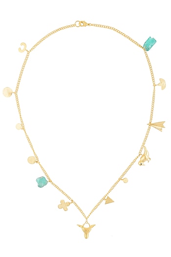 Dhora presents Gold finish multiple charms necklace available only at ...
